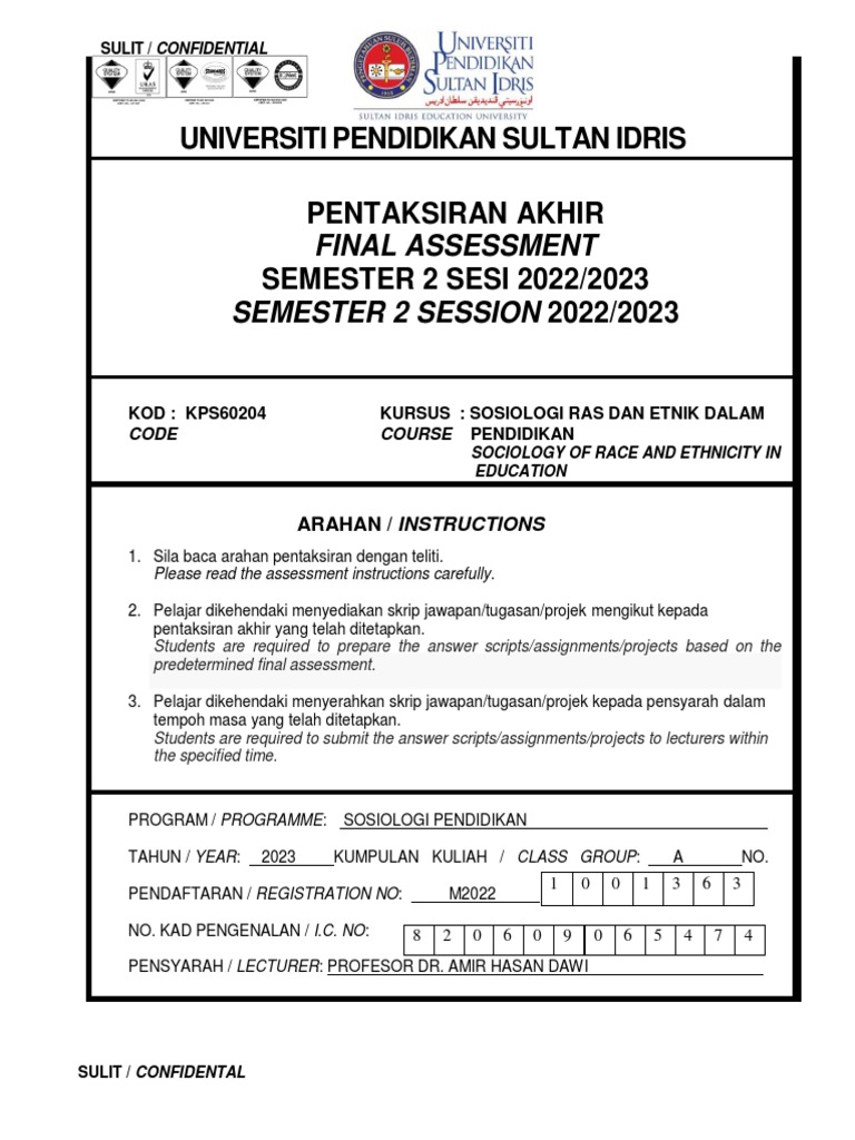 2023 SOALAN AKHIR KPS 60204 Lengkap | PDF