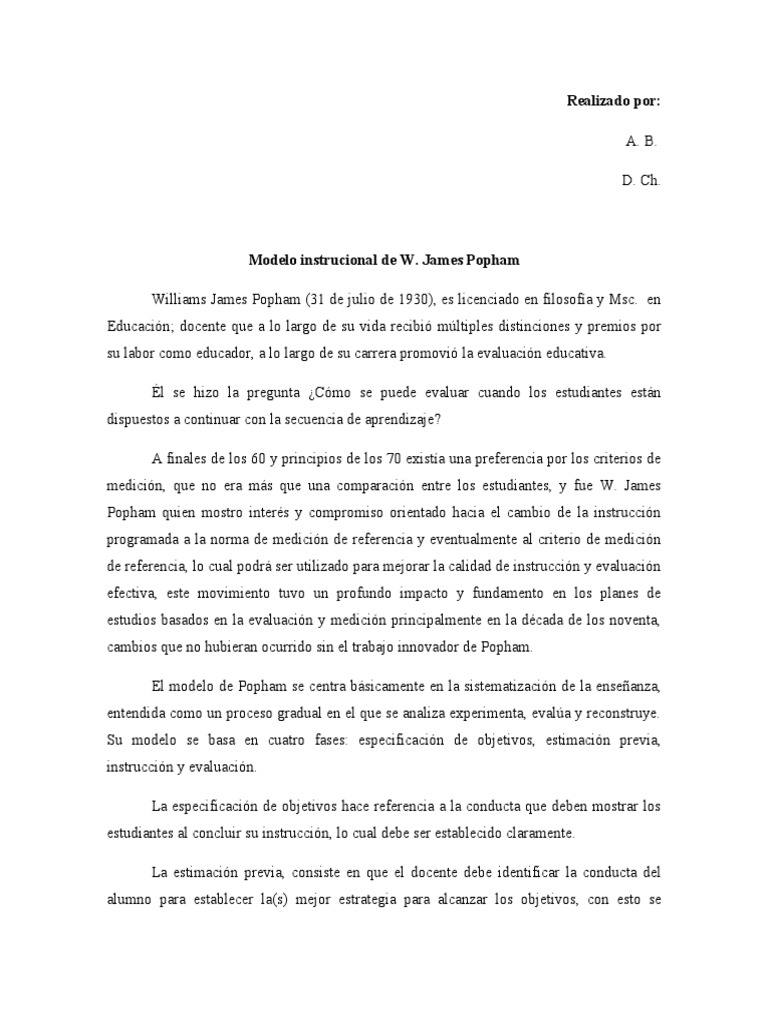 Modelo de Instrucción de W. James Popham | PDF | Evaluación | Maestros
