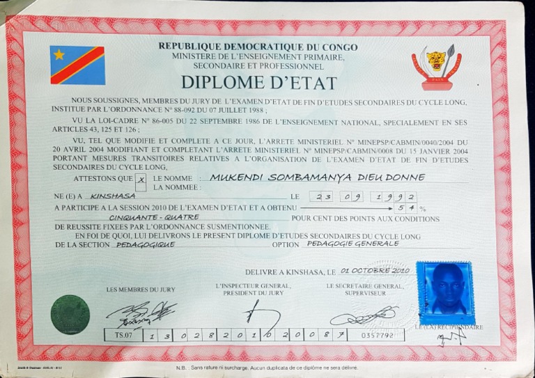 Diplôme D - État - Mukendi | PDF
