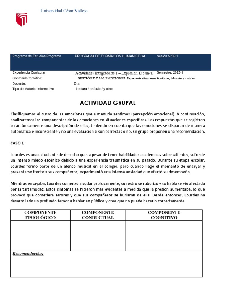 Material Informativo SESIÓN 09.1 | PDF | Las emociones | Ansiedad