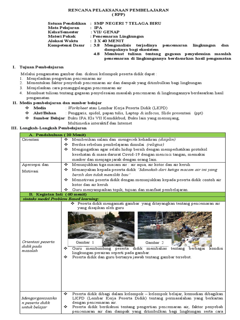 01 Fix RPP Pencemran Lingkungan Tampil | PDF