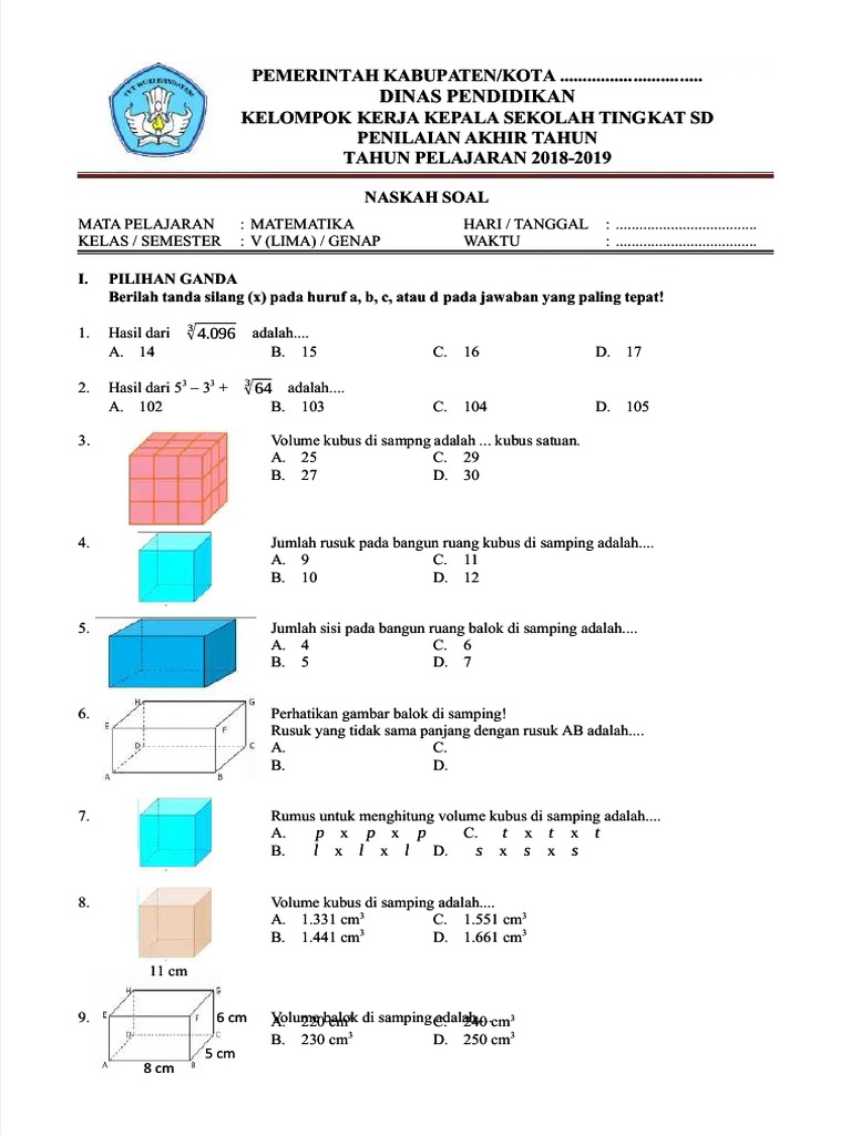 PDF Soal Pat MTK Kelas 5 Semester 2 - Compress | PDF