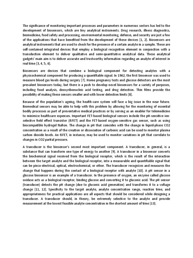 Introduction Biosensor Pdf Biosensor Sensor