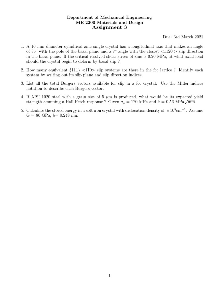 Me2200 HW3 2021 | PDF