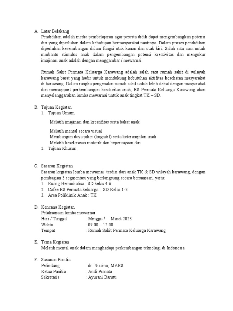 Proposal Lomba Mewarnai | PDF