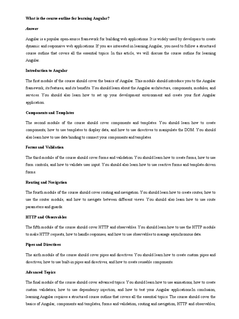 Angular Detailed Outline | PDF