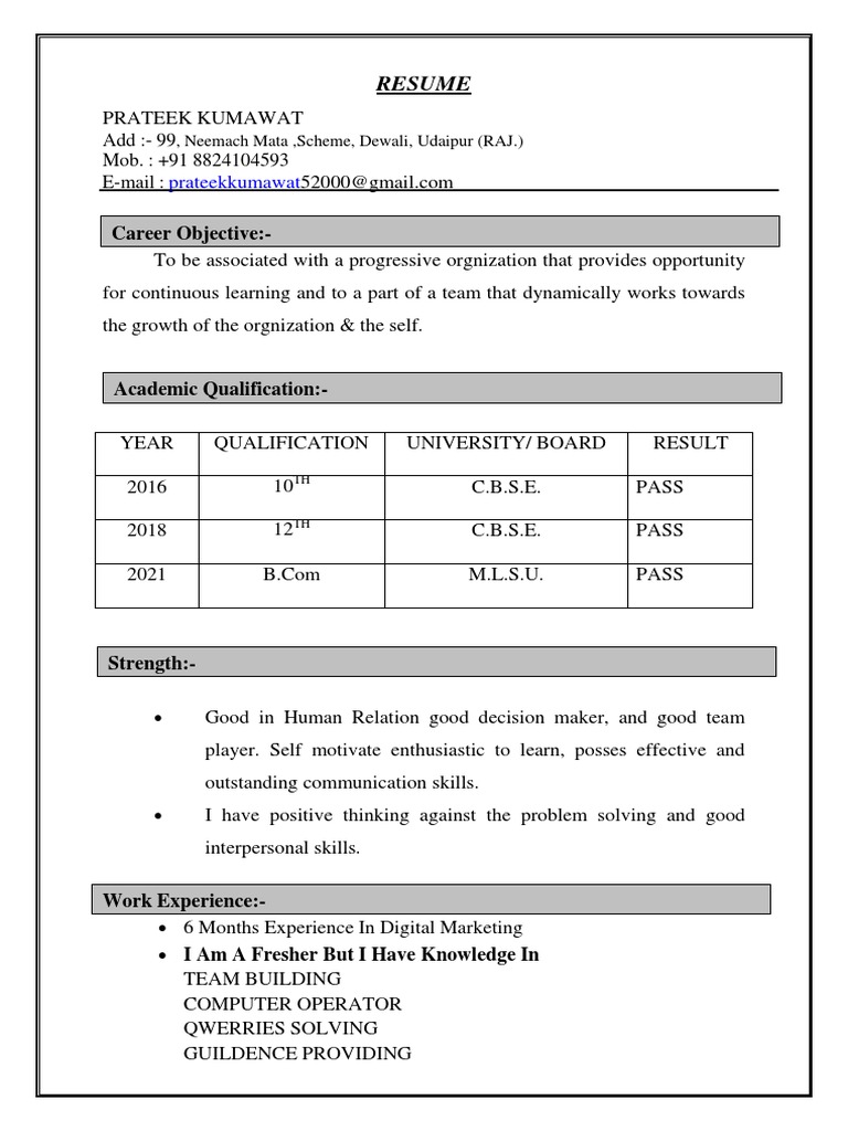 Prateek CV | PDF