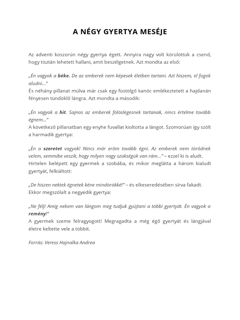 A Négy Gyertya Meséje | PDF