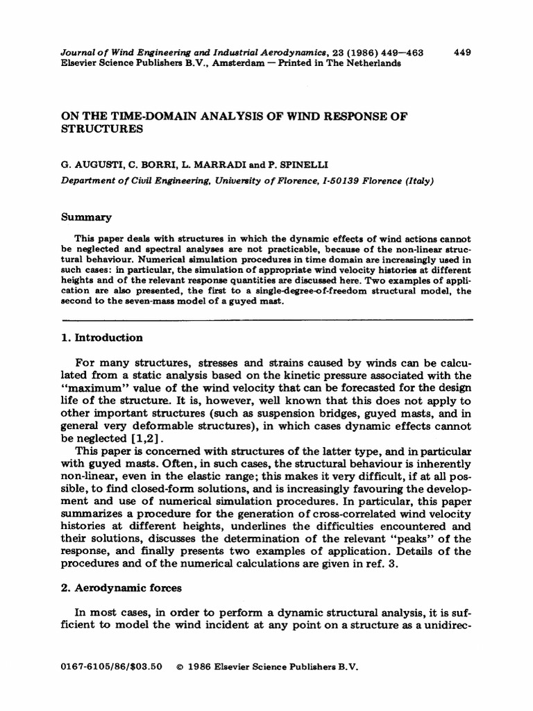 On The Time-Domain Analysis of Wind Response of Structures by Augusti ... On The Time-Domain Analysis of Wind Response of Structures by Augusti ...