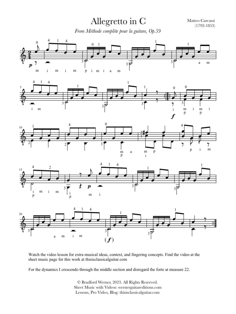 Carcassi Allegretto Op59 Werner | PDF | Performing Arts | Musical Notation