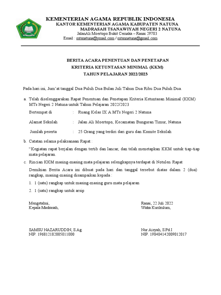 Berita Acara Penentuan Dan Penetapan | PDF