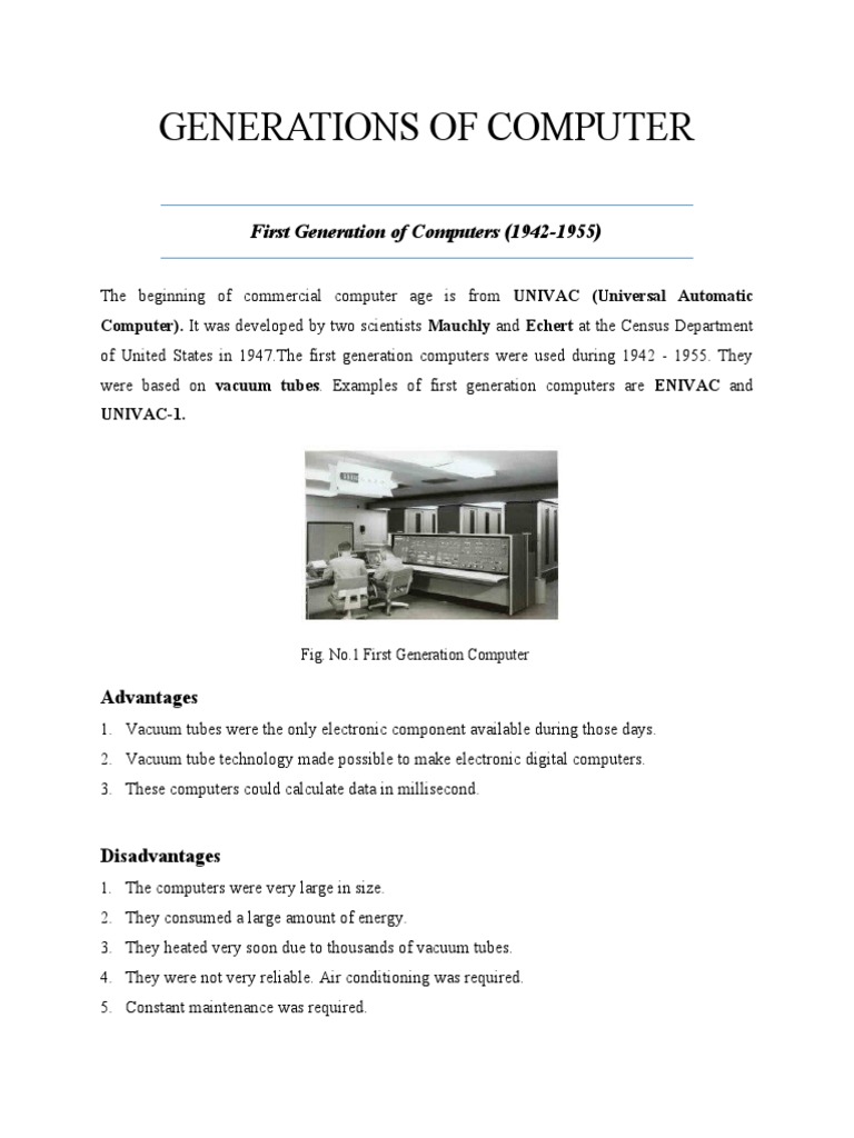 Generations of Computer | PDF | Integrated Circuit | Microprocessor