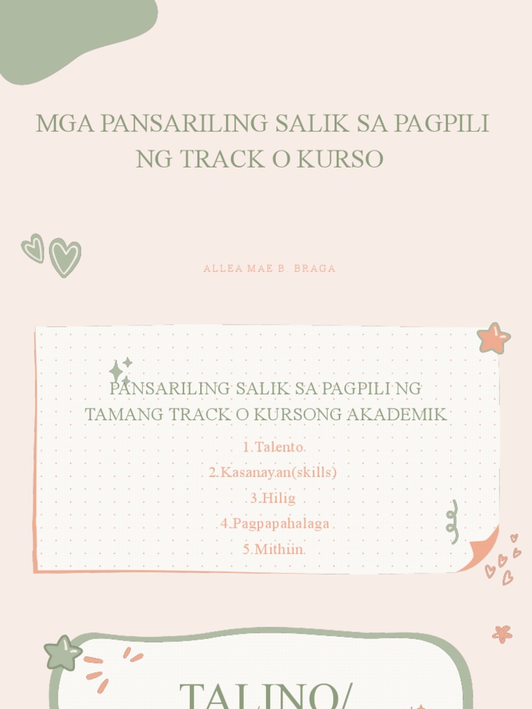 Mga Pansariling Salik Sa Pagpili NG Track o Kurso | PDF