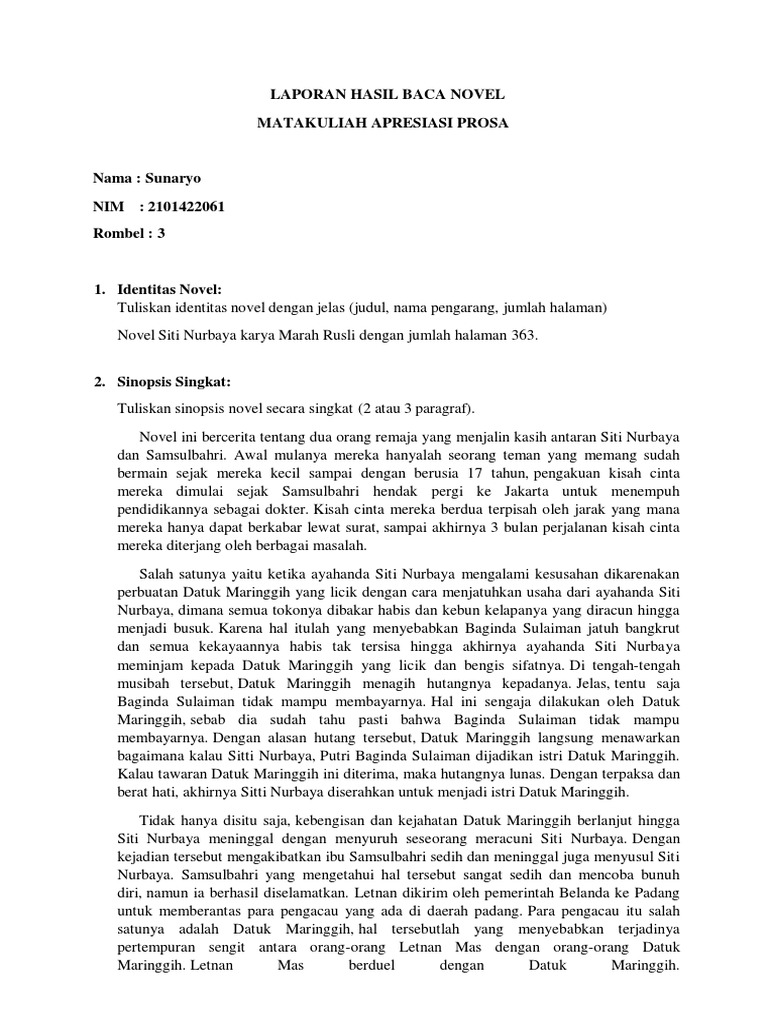 Analisis Novel Siti Nurbaya | PDF