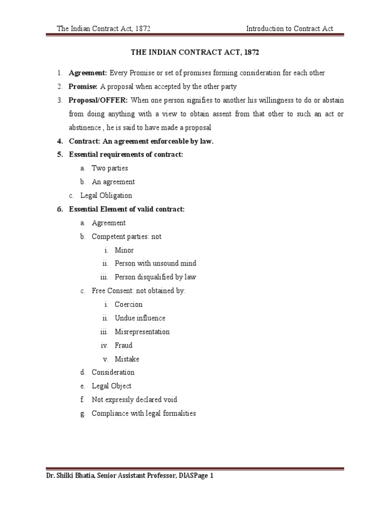 Introduction To Contract Act | PDF | Justice | Crime & Violence