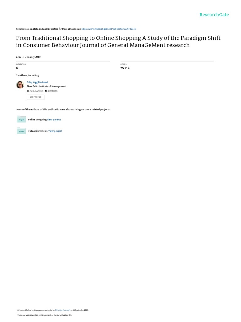 From Traditional Shopping To Online Shopping A Study of The Paradigm ...