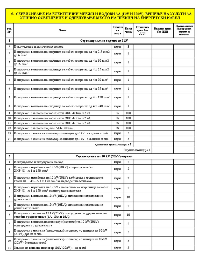 MREZI I VODOVI 0,4 KV I 10kV | PDF