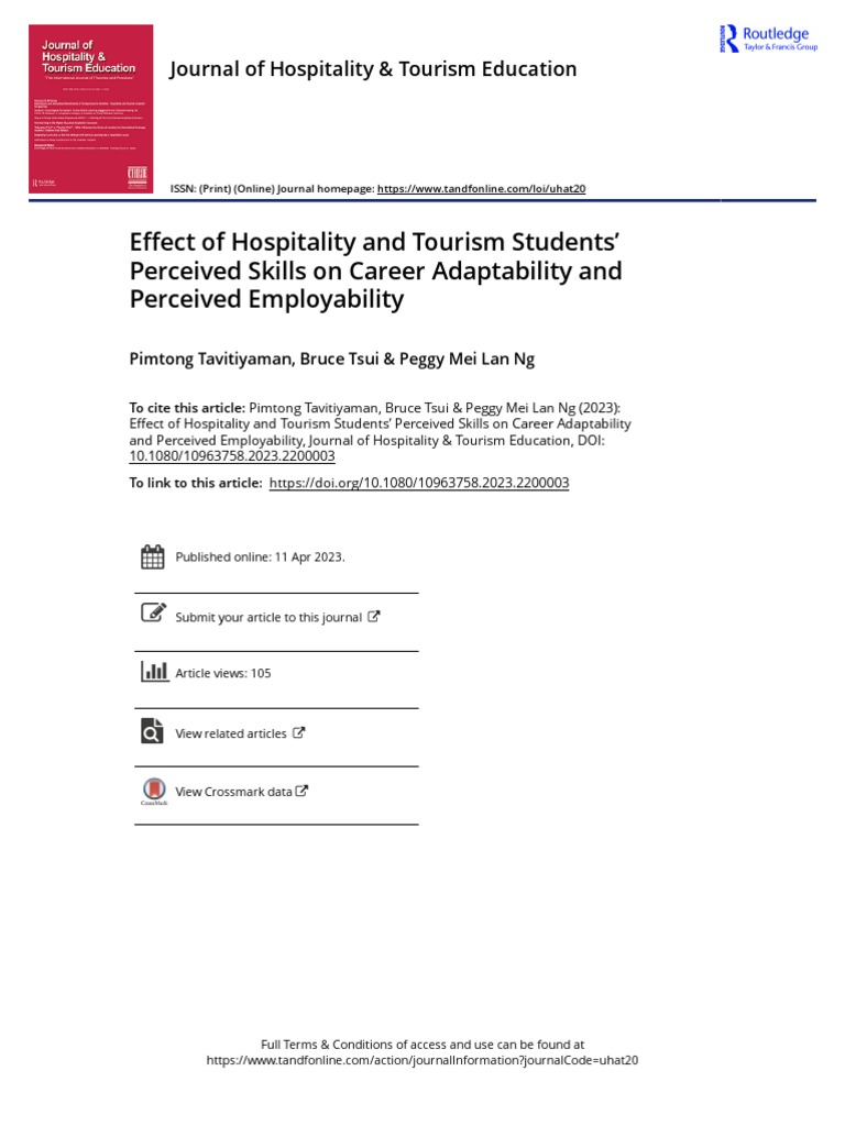 Effect of Hospitality and Tourism Students Perceived Skills On Career ...