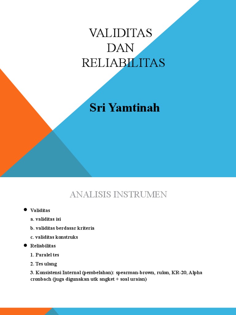 Validitas Dan Reliabilitas | PDF