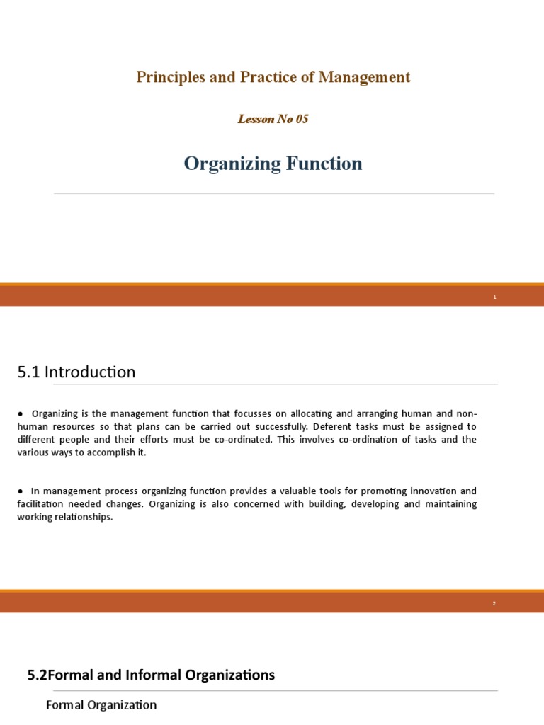 Lesson 5 Part 1 Organizing Function | PDF | Business | Business Economics