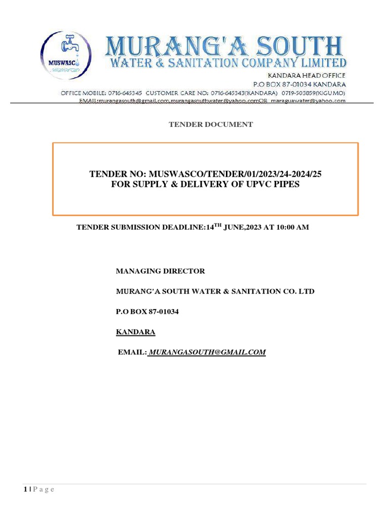 Supply Delivery of Upvc Pipes | PDF | Joint Venture | Procurement
