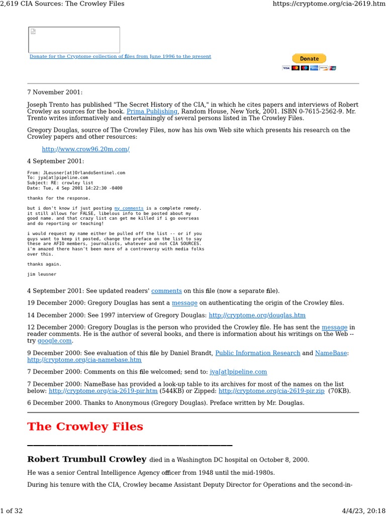 2,619 CIA Sources the Crowley Files | PDF | Central Intelligence Agency ...
