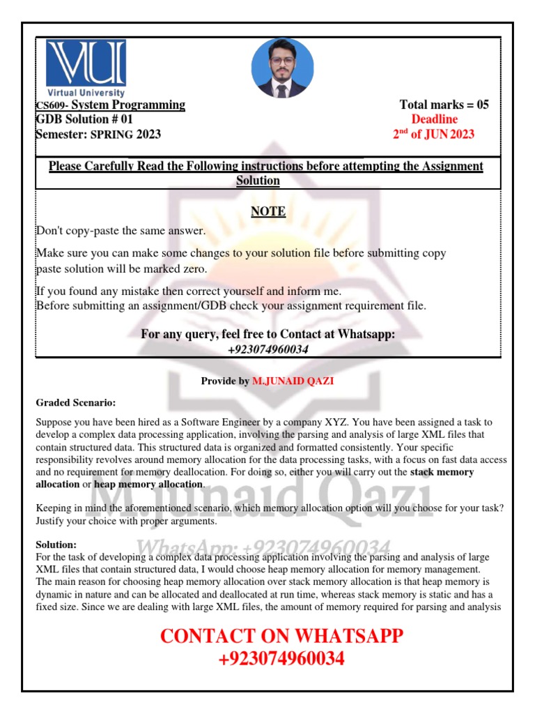 CS609-GDB No.1 Solution by M.junaid Qazi | PDF | Xml | Computing