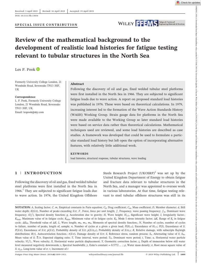 Fatigue Fract Eng Mat Struct - 2019 - Pook - Review of The Mathematical ... Fatigue Fract Eng Mat Struct - 2019 - Pook - Review of The Mathematical ...