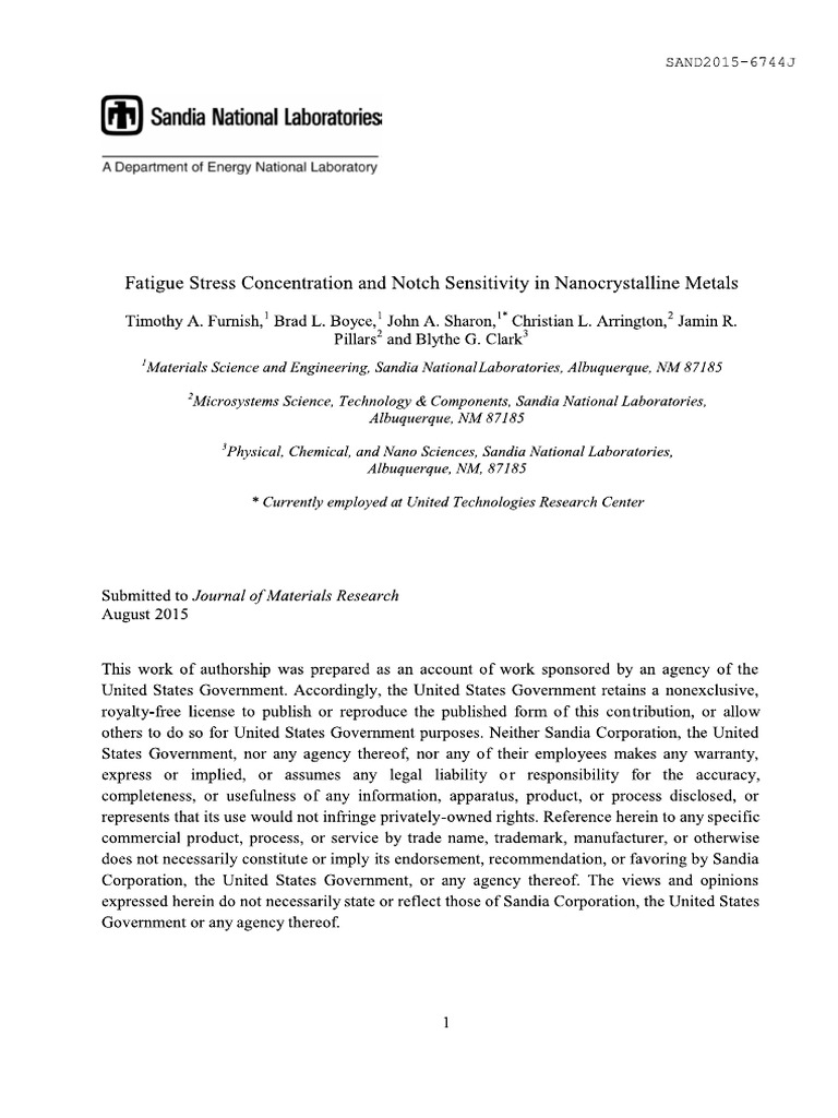 Fatigue Stress Concentration and Notch Sensitivity in Nanocrystalline ...