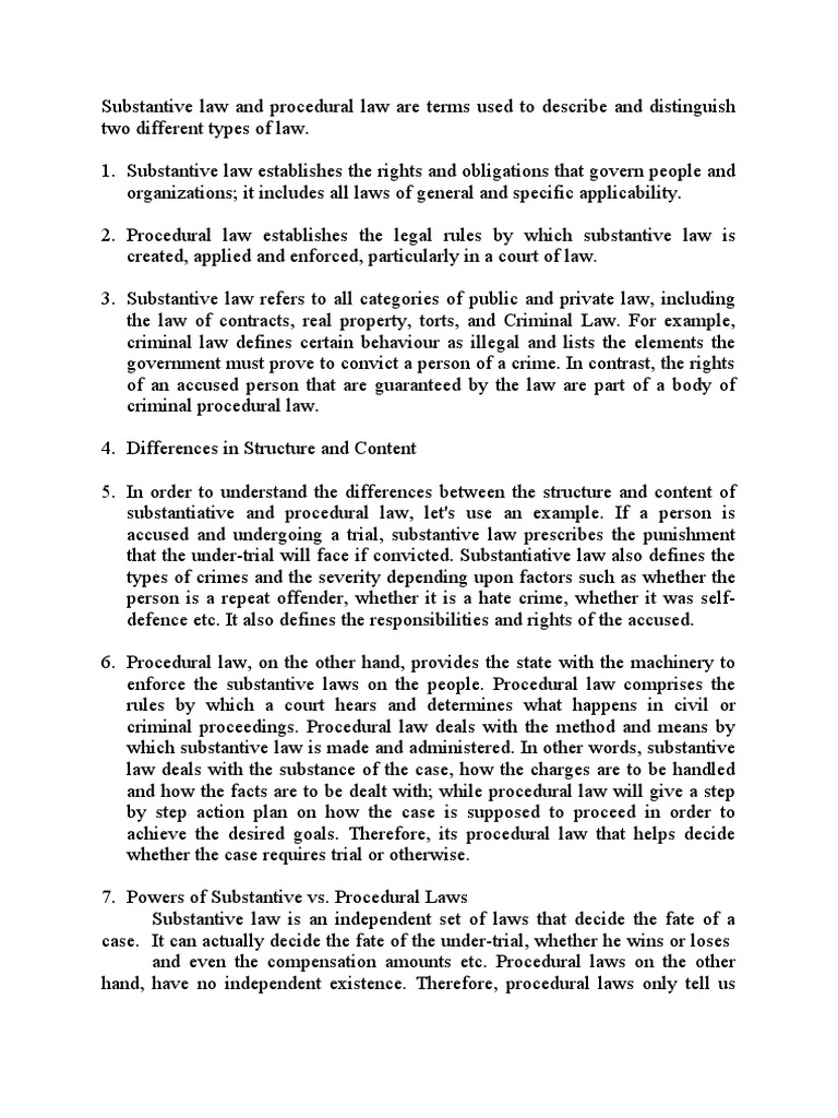 Understanding Substantive vs. Procedural Law | PDF | Crimes | Crime ...