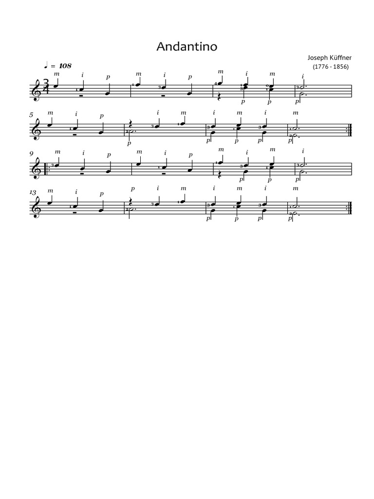 2. Andantino by Joseph Kuffner (Easy Classical Guitar) | PDF