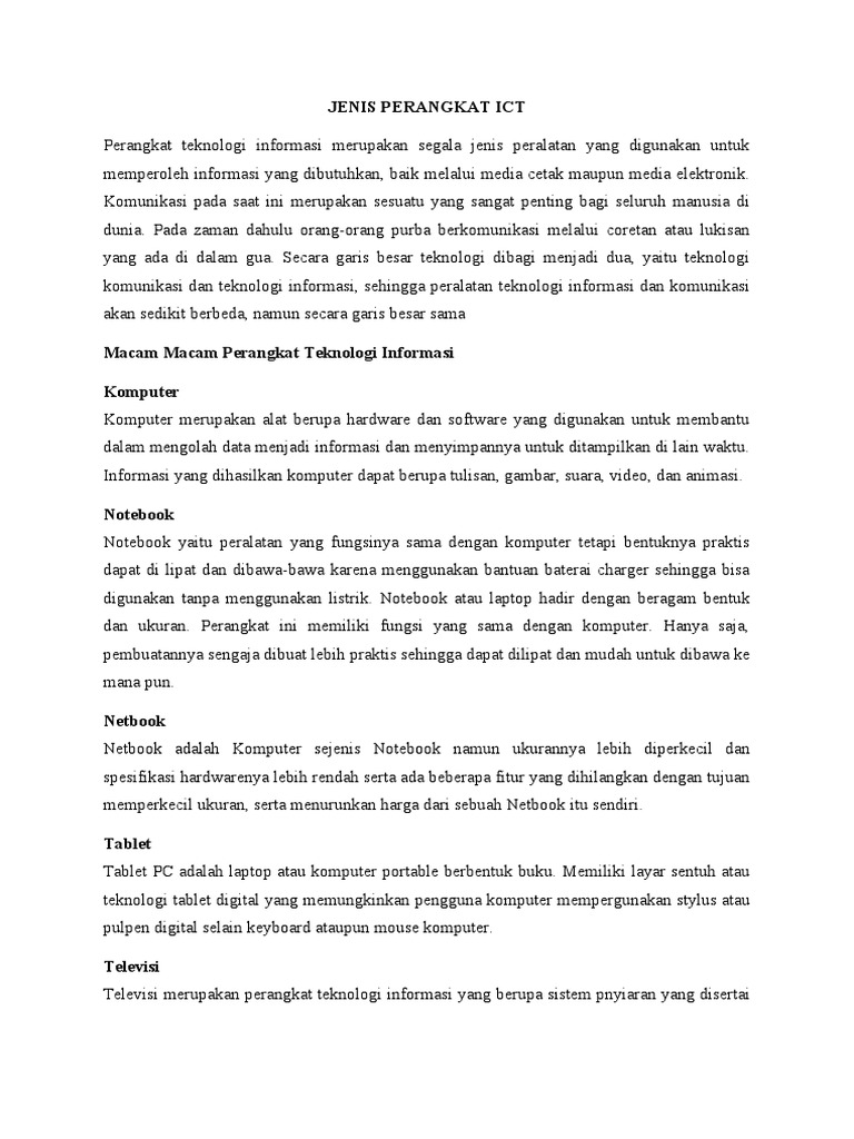 Jenis Perangkat Ict | PDF