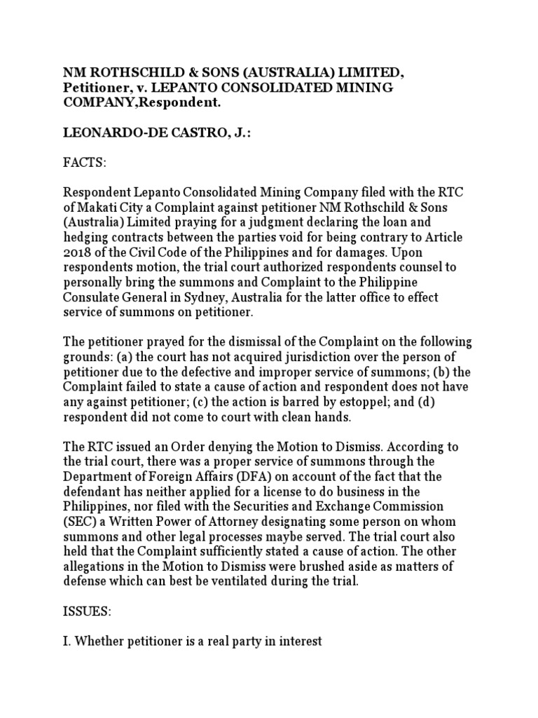 NM ROTHSCHILD & SONS V LEPANTO | PDF