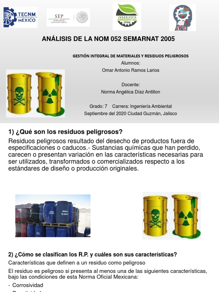 GIMRP PRESENTACIÓN NOM 052 Semarnat 2005 | PDF