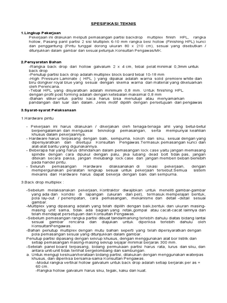 SPEK TEKNIS HPL | PDF