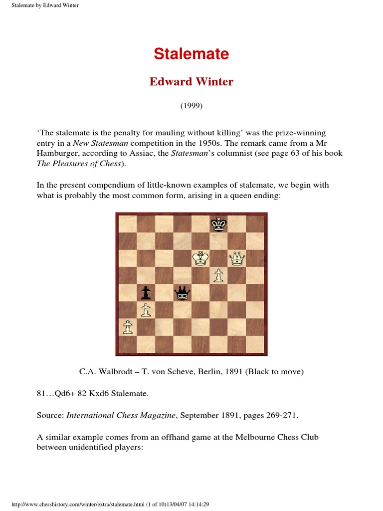 Edward Winter - Stalemate | PDF