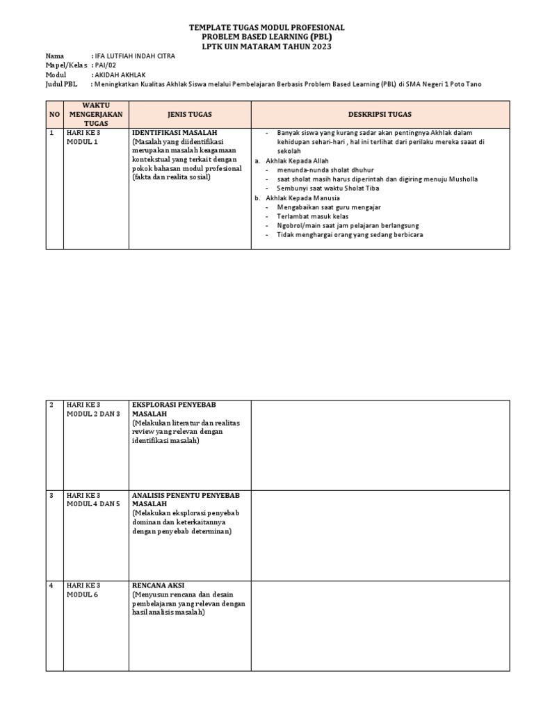Tugas Project Based Learning | PDF