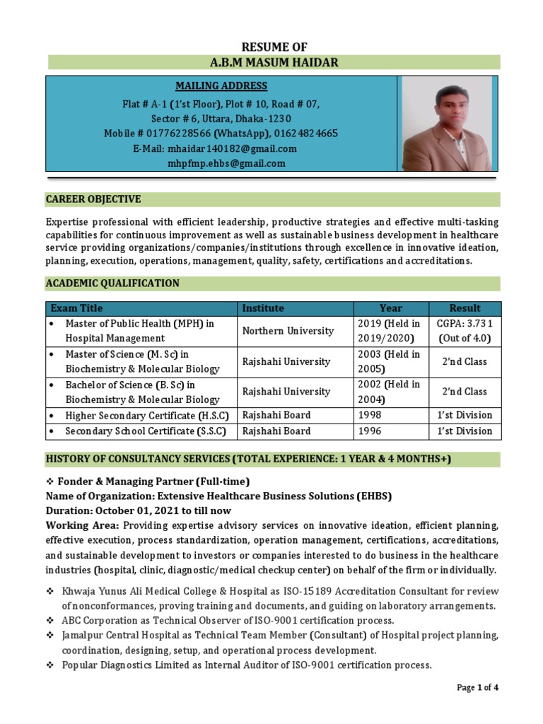 CV of Masum Haidar - PDF - (26.02.2023) | PDF