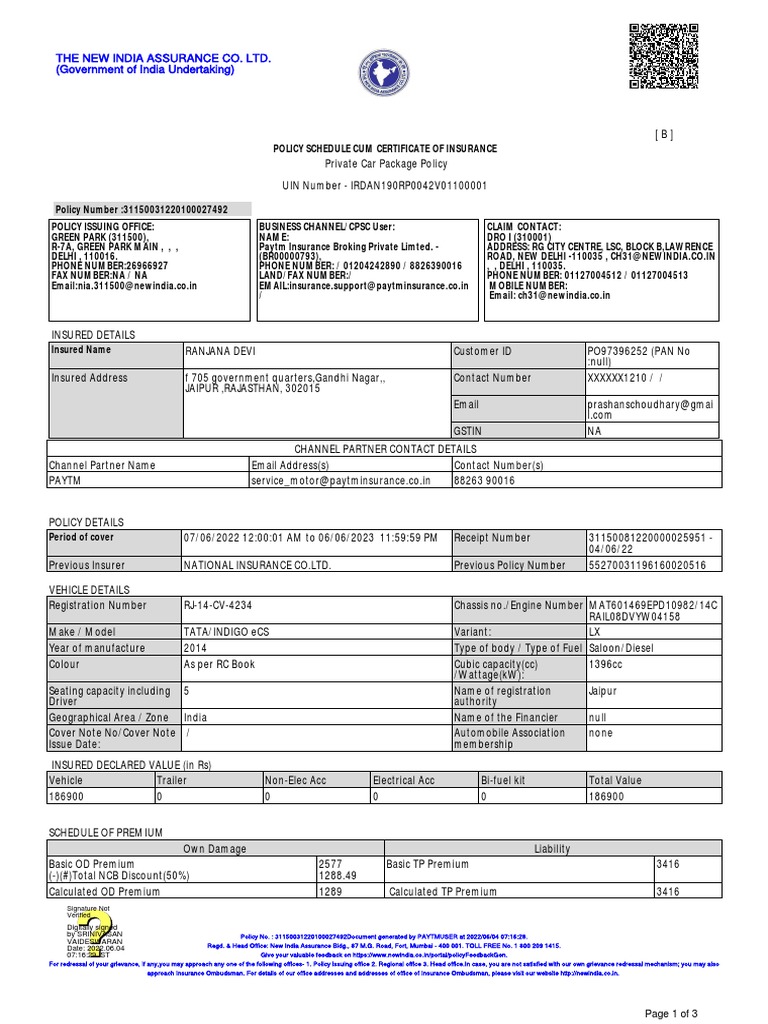 The New India Assurance Co. Ltd. (Government of India Undertaking ...