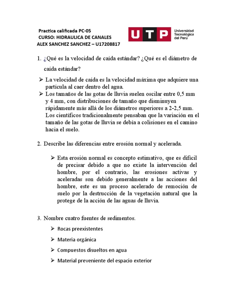 Practica Calificada PC-05 - Alex Sanchez Sanchez | PDF | Río | Suelo
