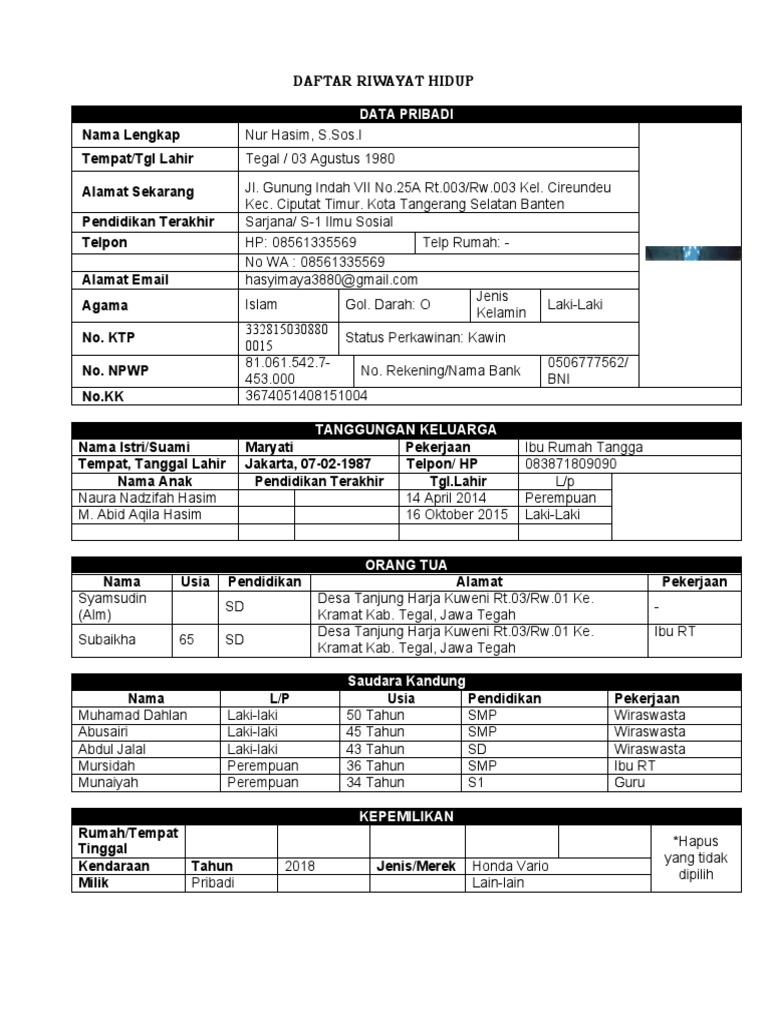 Hasyim - PKP CV | PDF