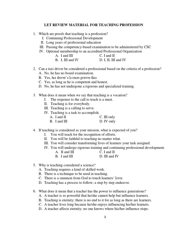 Reviewer Teaching Profession | PDF
