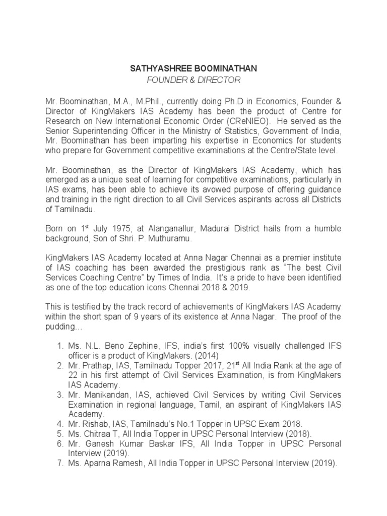 Boominathan Muthuramu | PDF | Career & Growth | Finance & Money Management