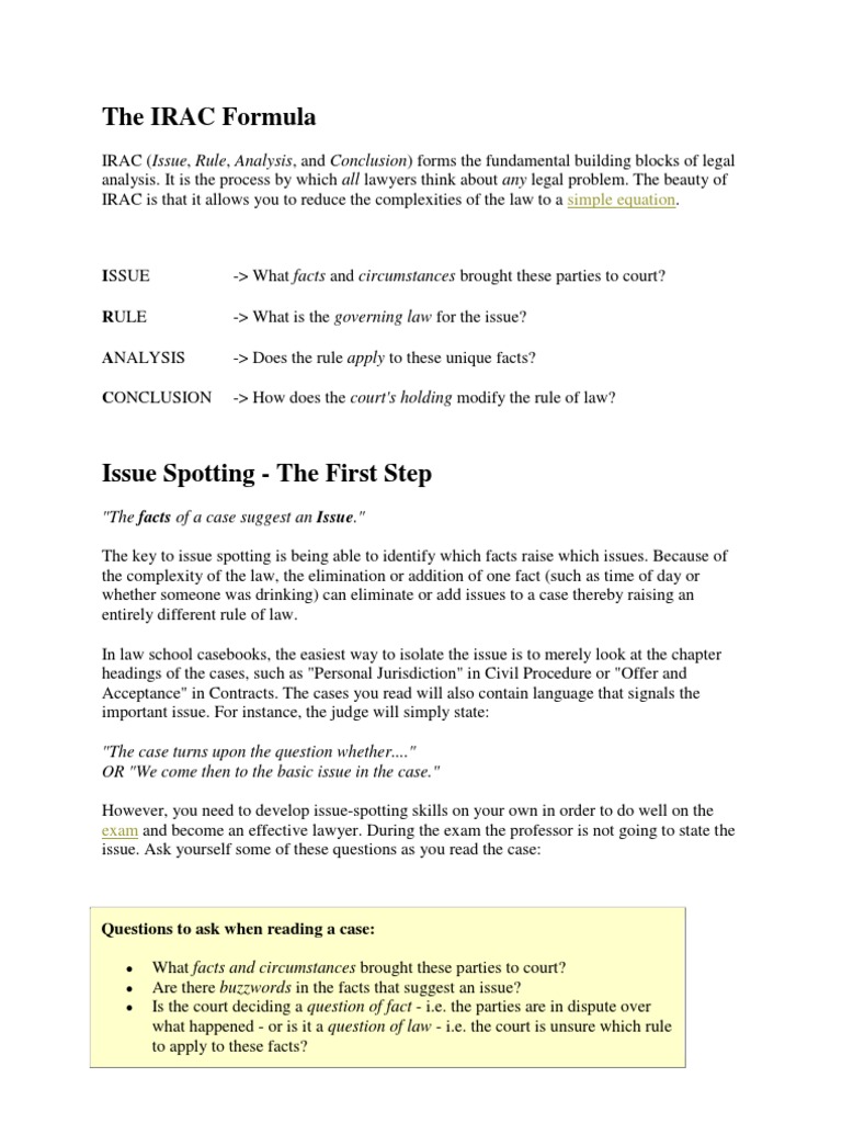 The IRAC Formula | PDF | Question Of Law | Burglary
