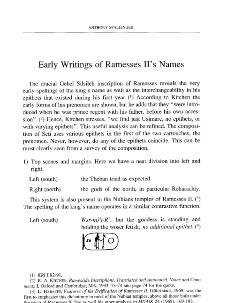 Early Writings of Ramesses II's Names | PDF