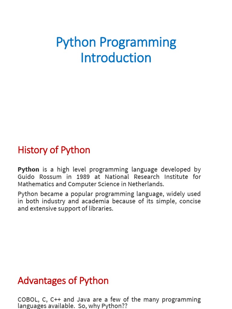 Introduction To Python Programming Pdf