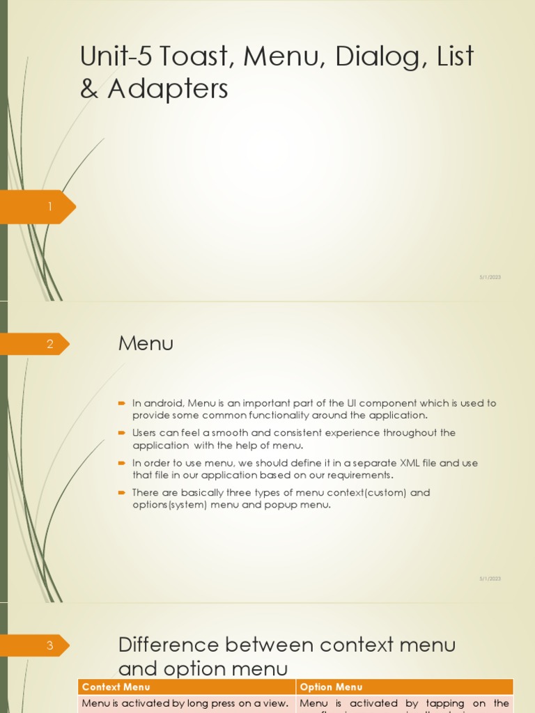 Mcad - Unit 5 | PDF | Menu (Computing) | Databases