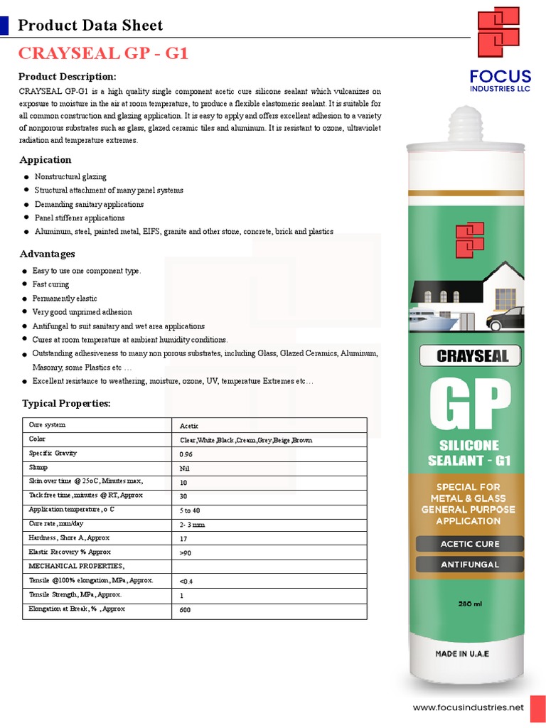 Crayseal GP G1 TDS | PDF | Silicone | Ultraviolet