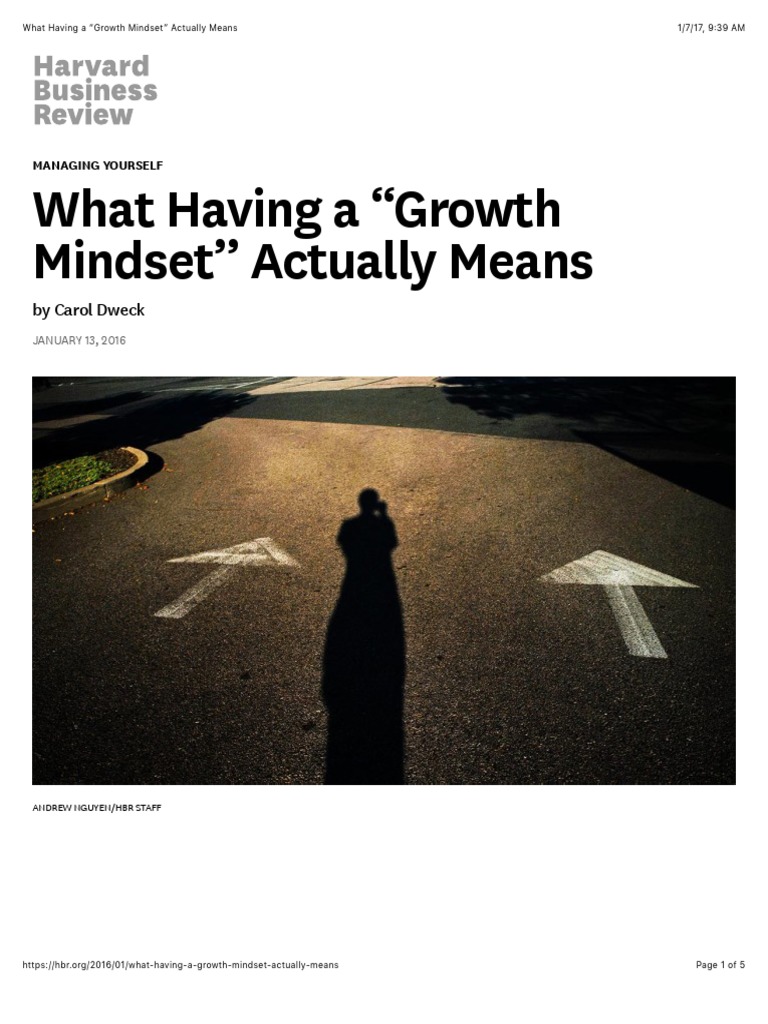 Dweck What Having A "Growth Mindset" Actually Means HBR Okundu | PDF
