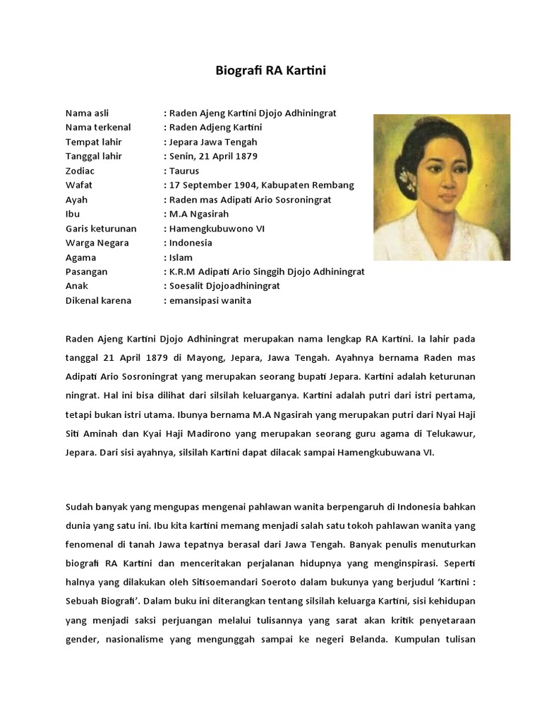 Biografi RA KarTINI | PDF